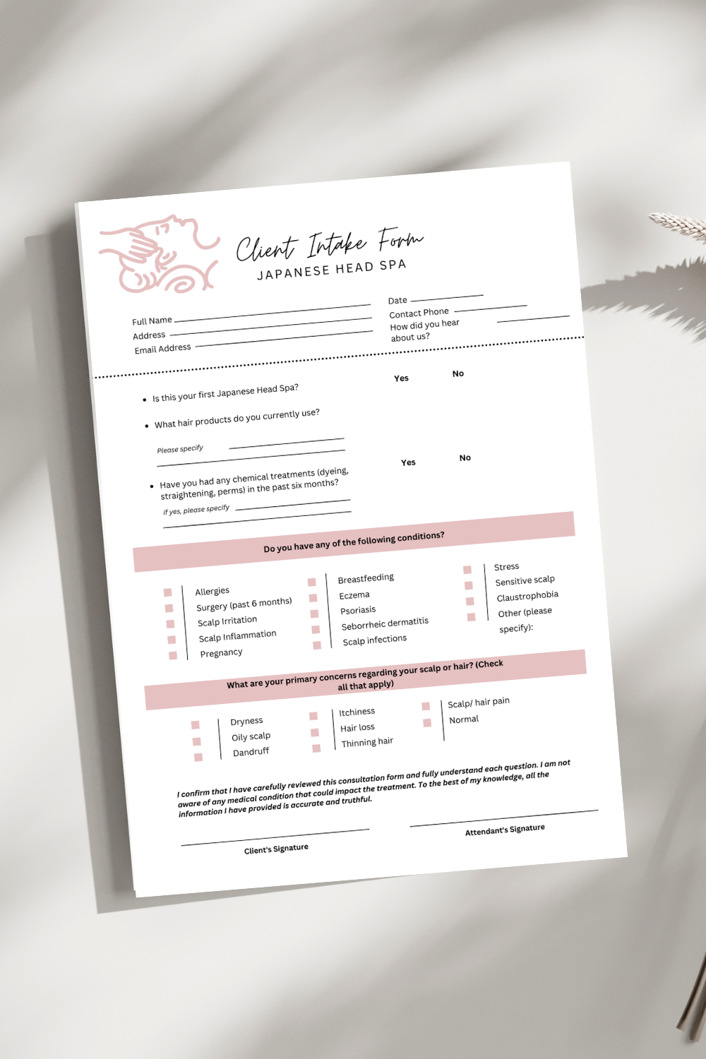 Head Spa Intake Form – Head Spa Masterclass